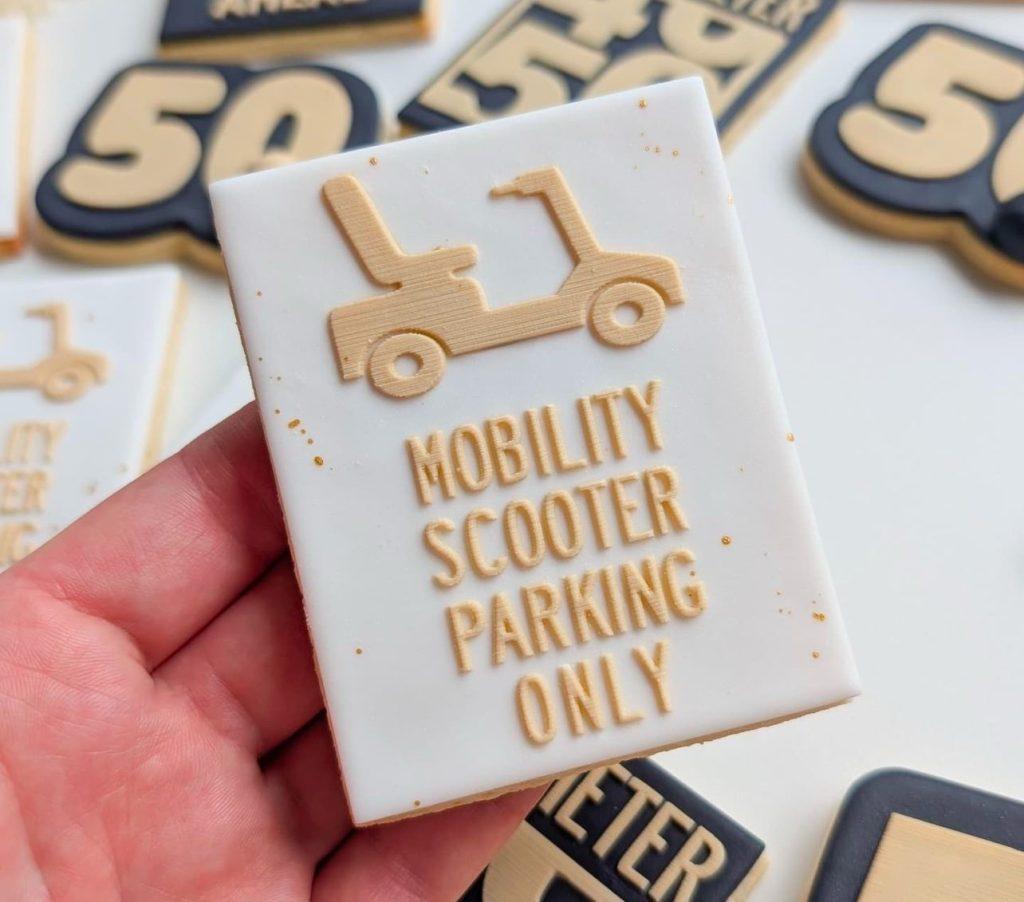 Mobility Scooter Parking Raised Cookie Stamp | Cookie Cutters, Cookie ...
